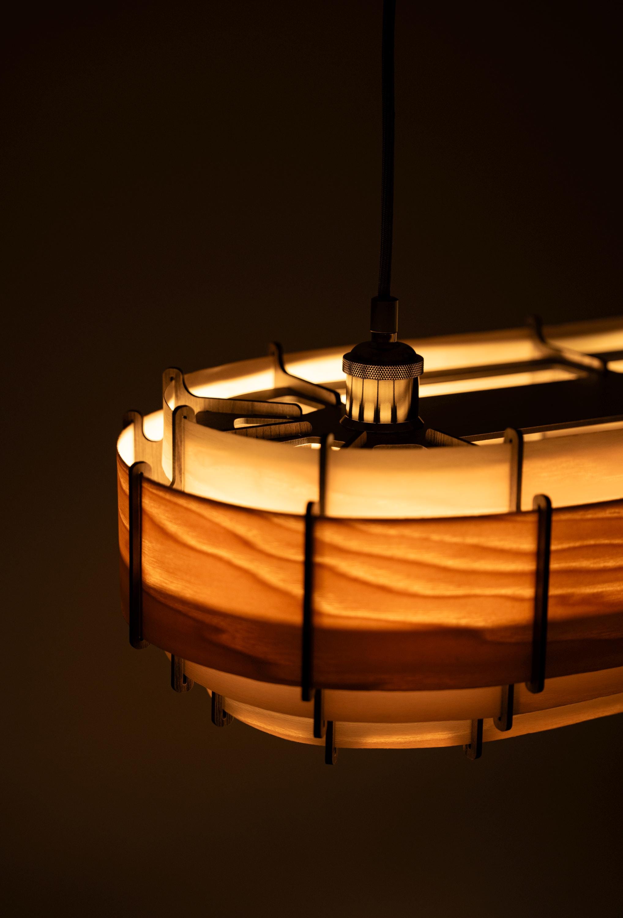 Wood Pendant Light | Handmade Lamp | Ceiling Lamp | Mid Century Modern ...