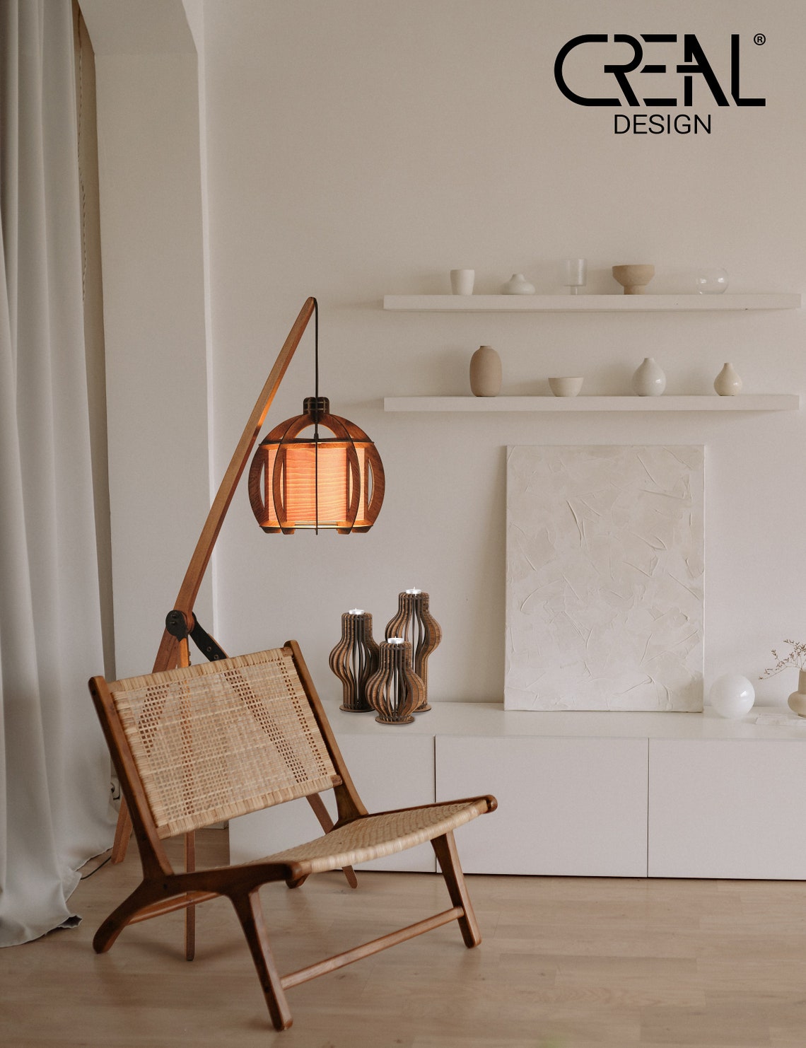 Wood Floor Lamp Custom Design Lamp and Lighting Wood Veneer | Etsy