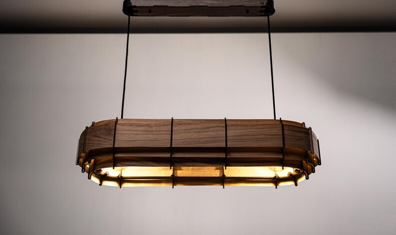 Wood Walnut Pendant Light | Handmade Lamp | Ceiling Lamp | Home Decor ...