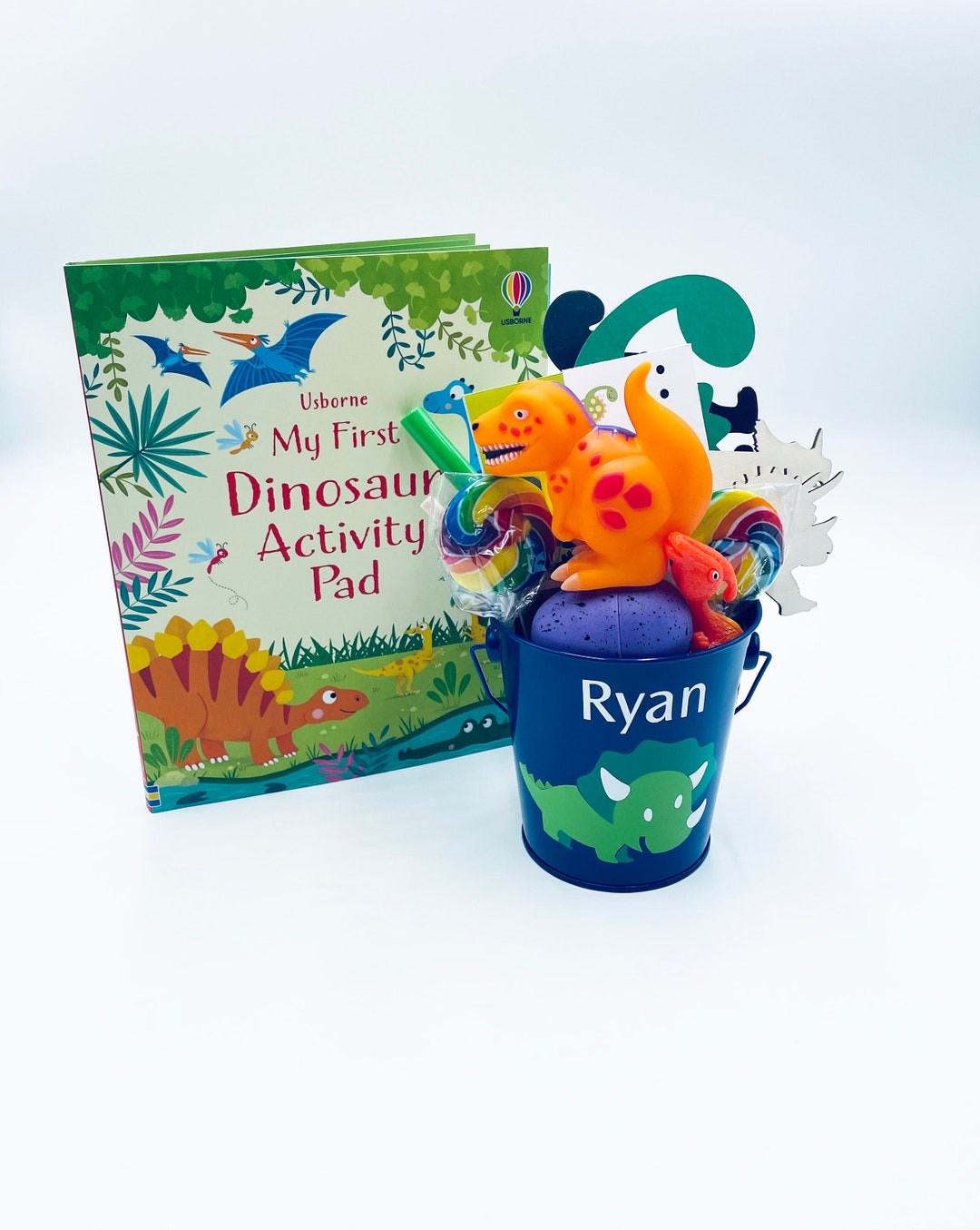 Personalized Dinosaur Gift Pail | Kids Birthday Crafts, Toys, Treats - Etsy