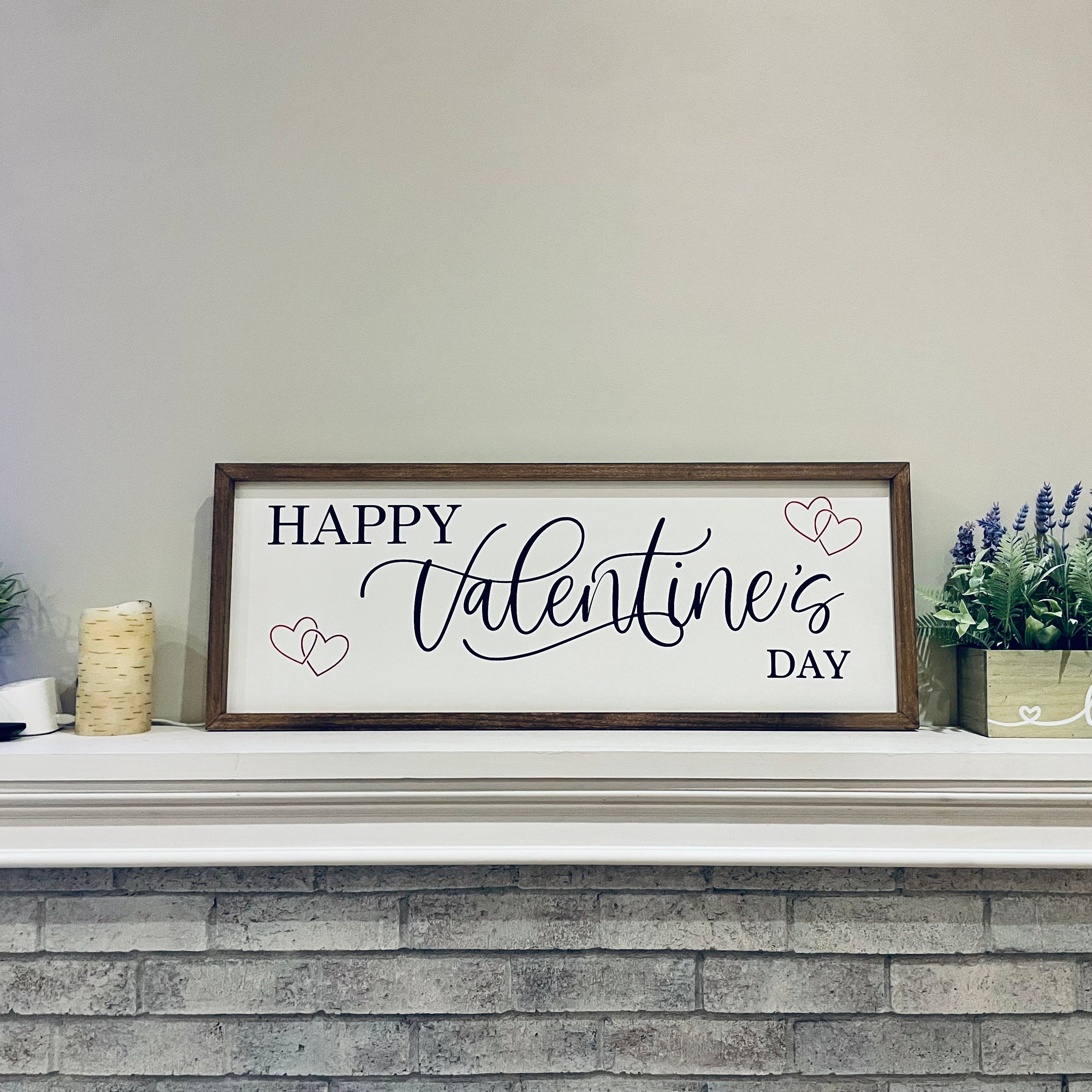 Valentine's Day Indoor Sign Framed Red Hearts Valentines Day Home Decor ...