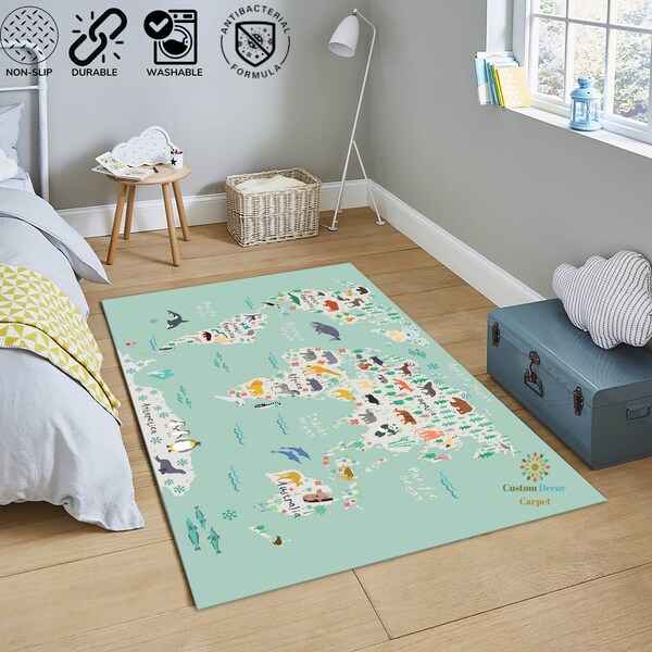 Shop World Map Rug - Etsy