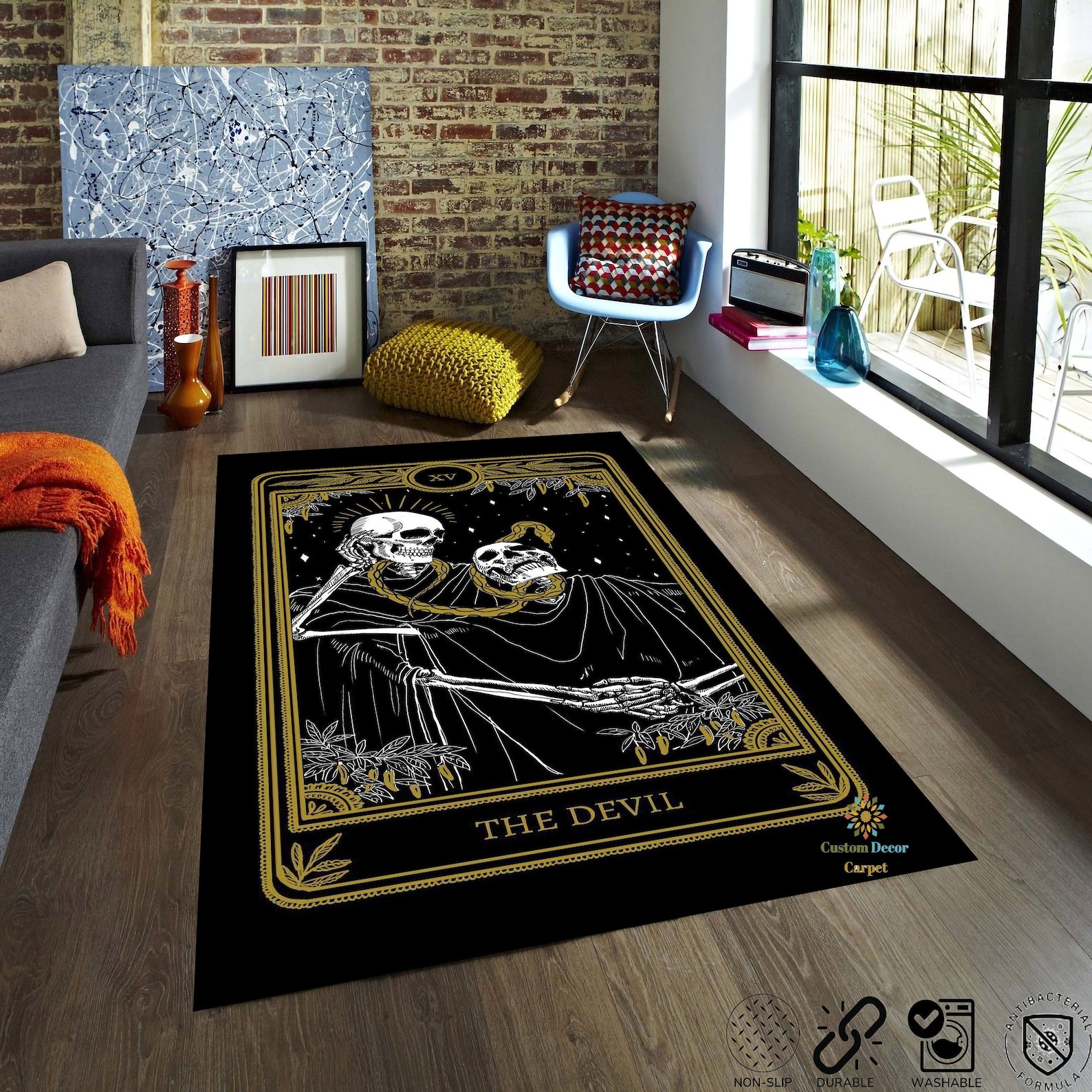 Horror Skull Devil Rug Gothic Area Rug Soul Rug Fantastic - Etsy