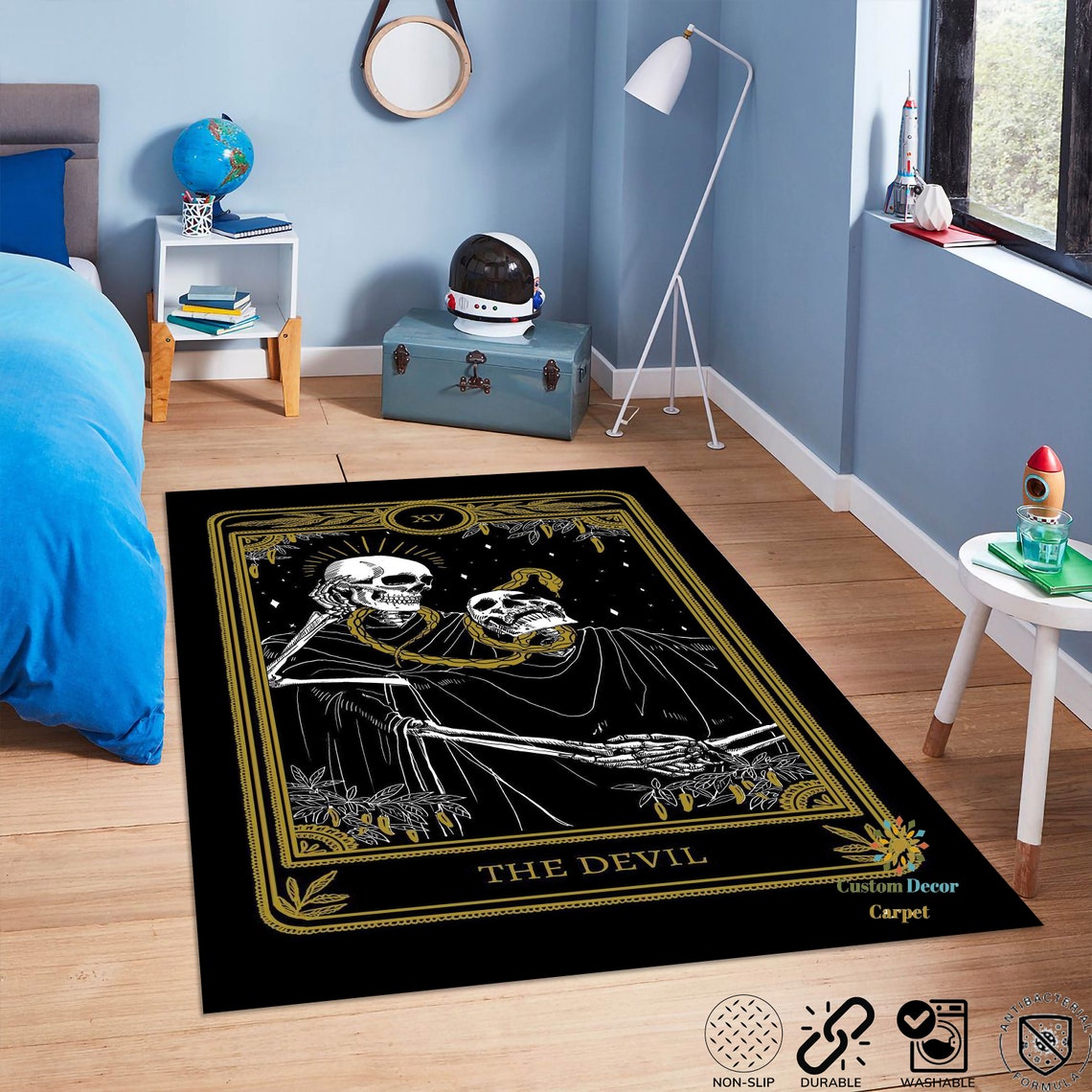 Horror Skull Devil Rug Gothic Area Rug Soul Rug Fantastic - Etsy