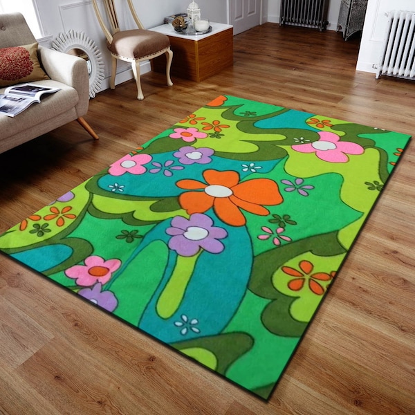 Pink 70s Area Rug - Etsy