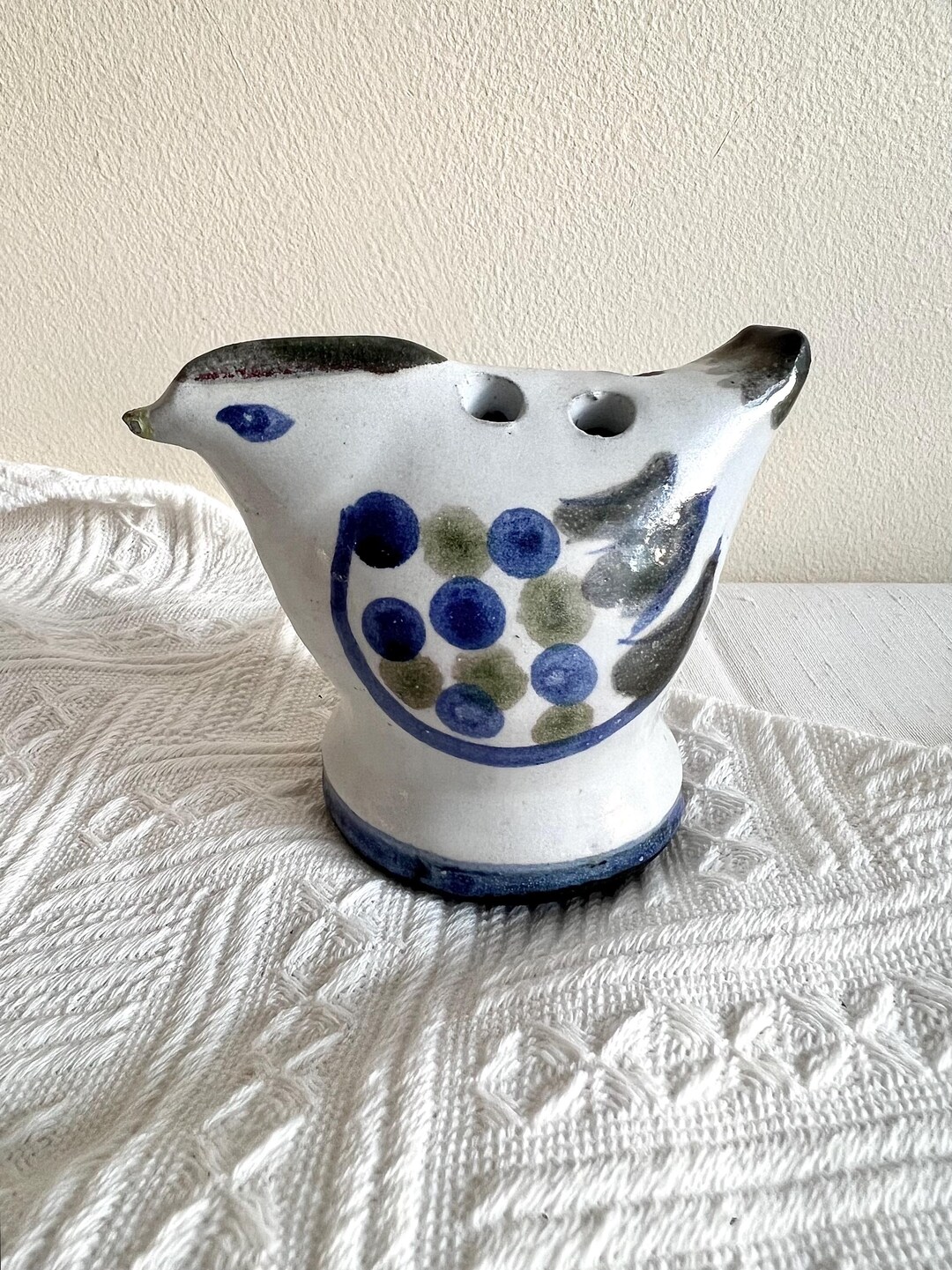 Vintage Mid-century Modern Blue Hen Studio Pottery Flower Frog ...