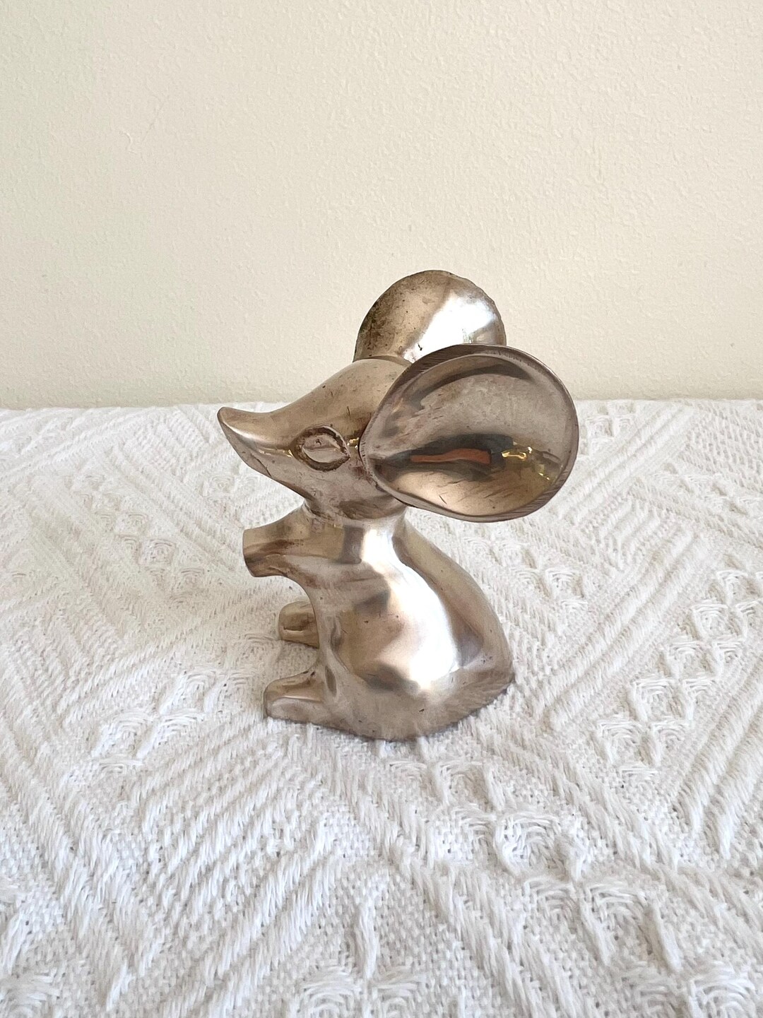 Vintage Mid-century Modern Big Eared Mouse Solid Brass Ornament ...