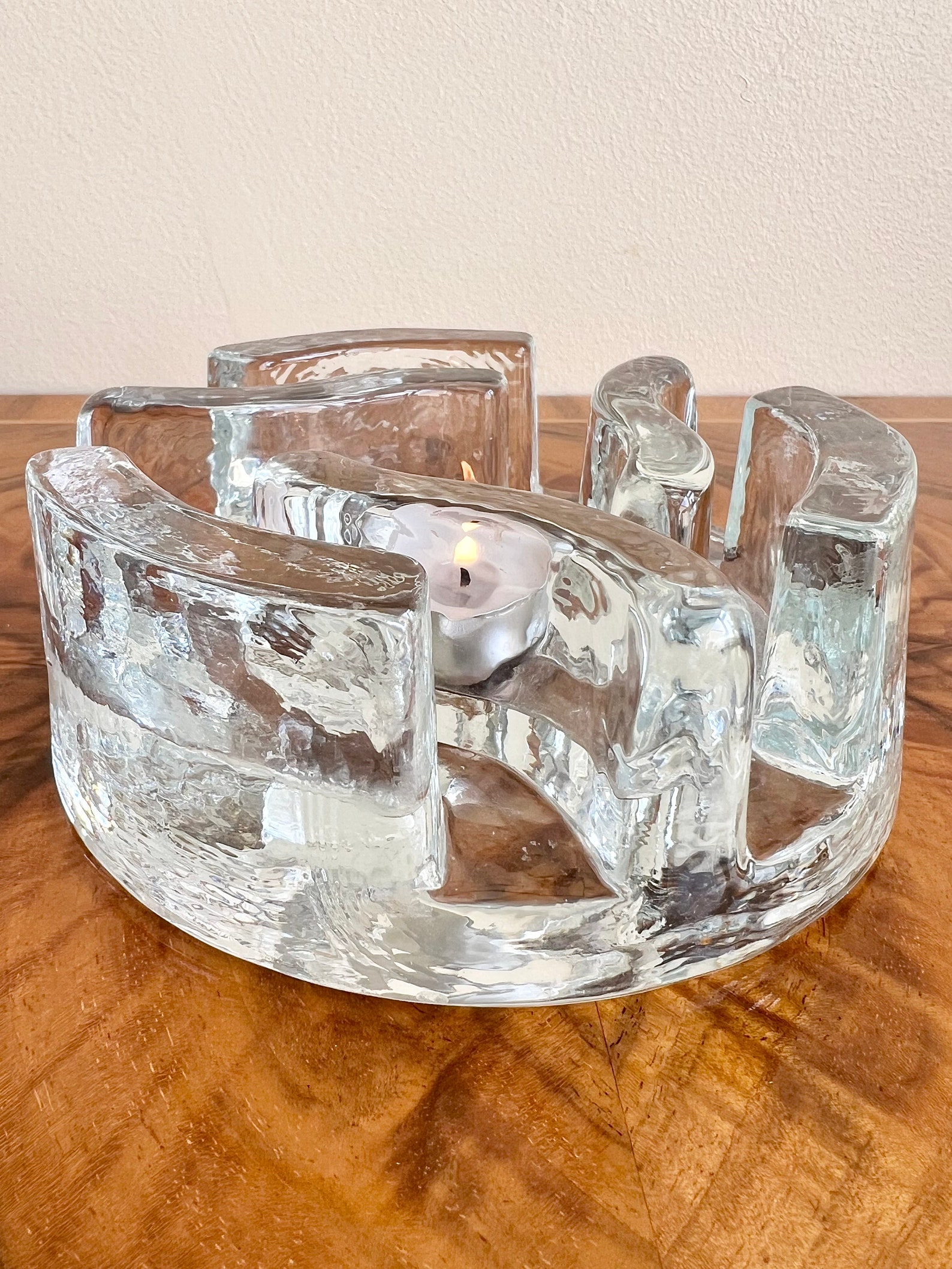 Vintage Mid-century Modernist Scandinavian Ice Cube Crystal Glass ...