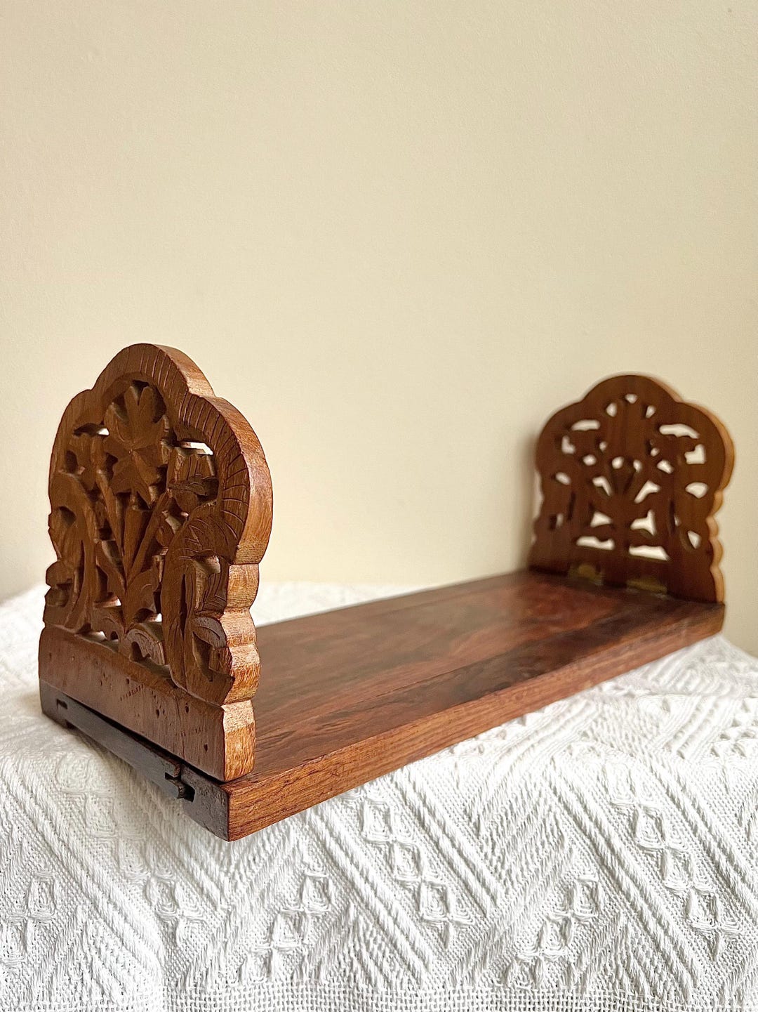 Vintage Indian Wood Carved Extendable Bookend / Book Shelf - Etsy
