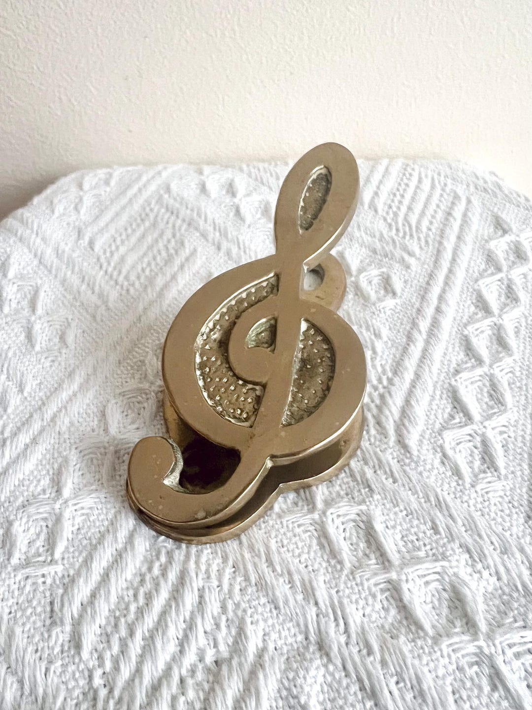 Vintage Solid Brass Treble Clef Paper Clip Holder / Music Note Desk ...