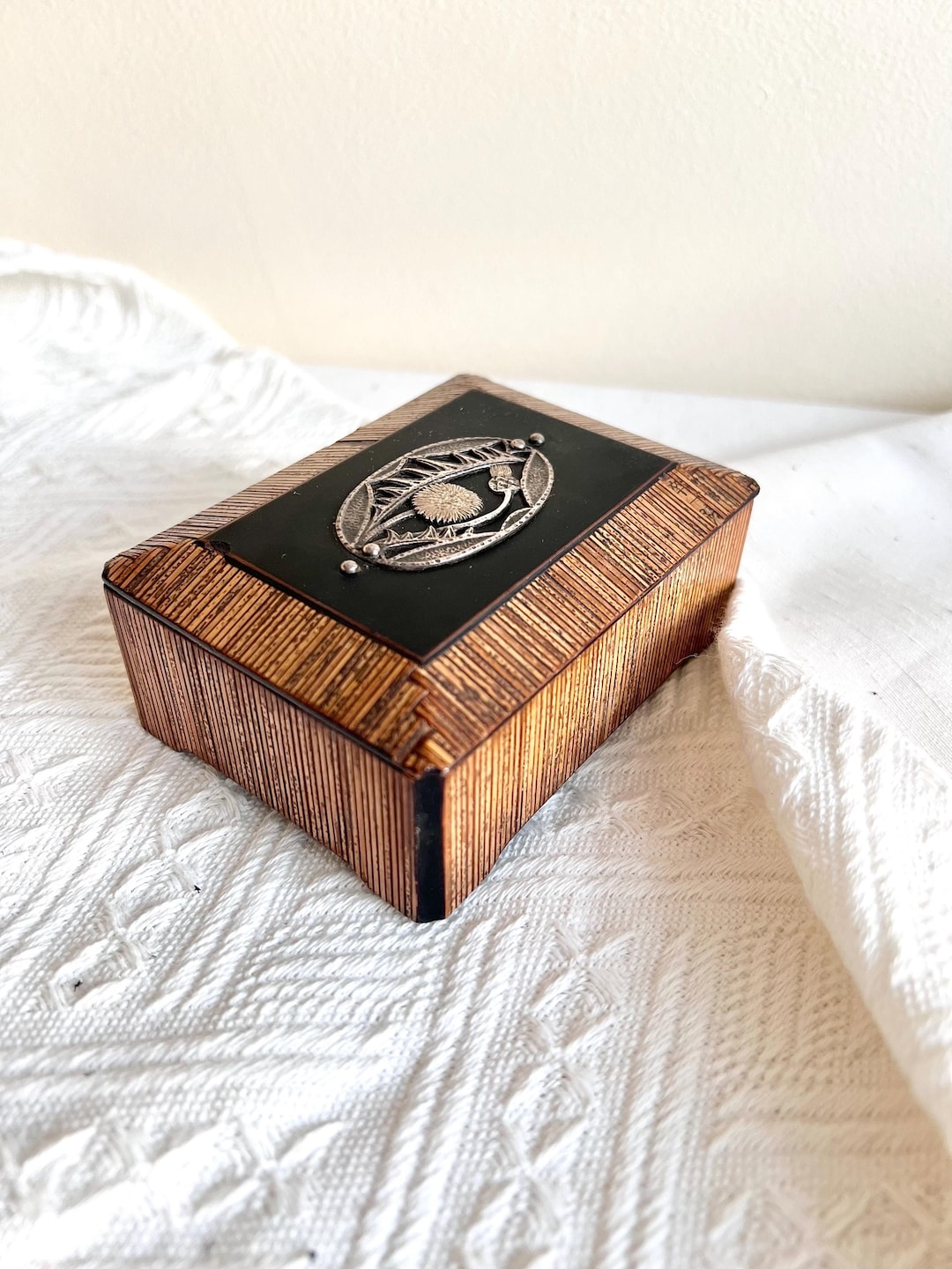 Vintage Japanese Lacquer Box With Sterling Silver Dandelion Motif - Etsy