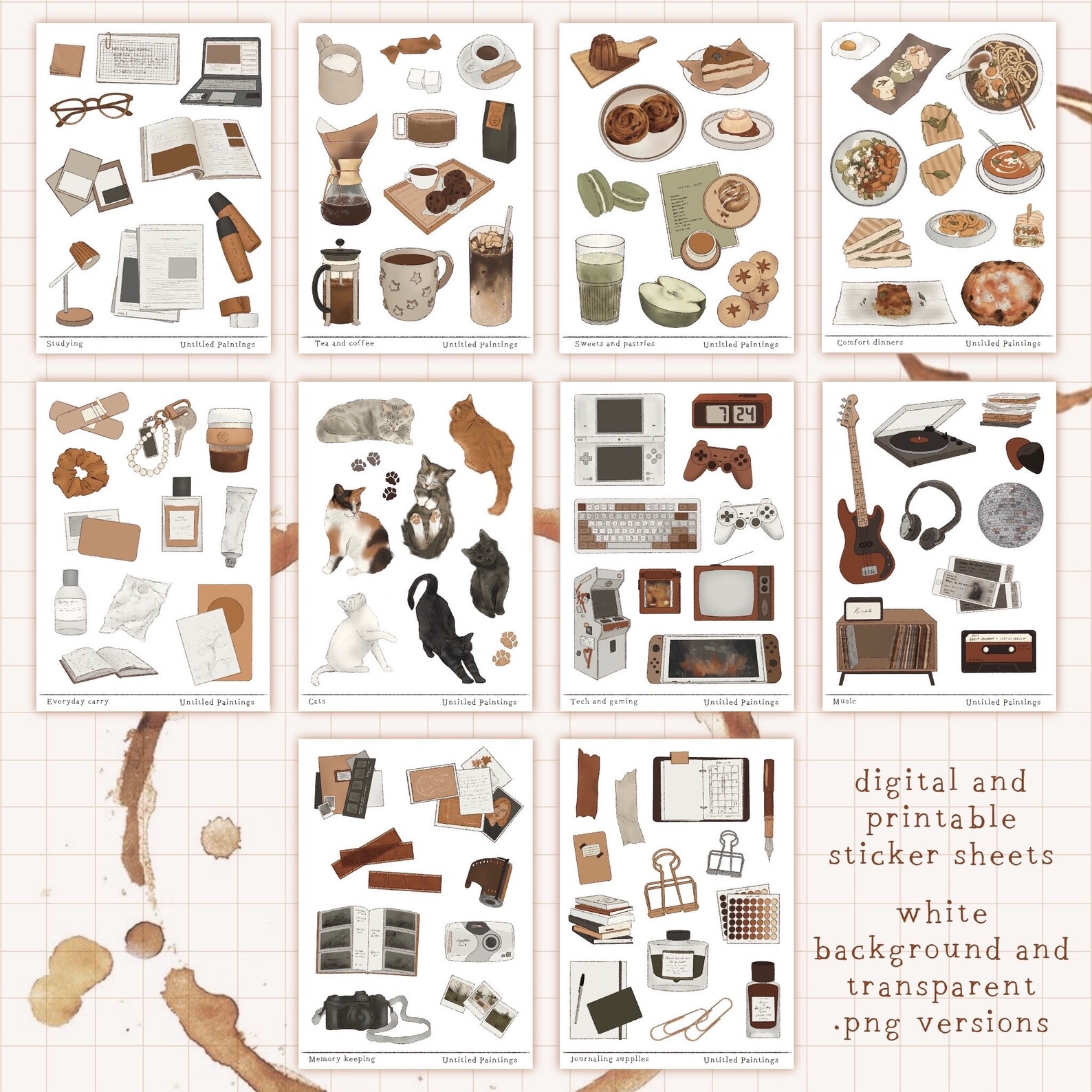 Digital/printable Everyday 10 Sticker Sheets Bundle - Etsy