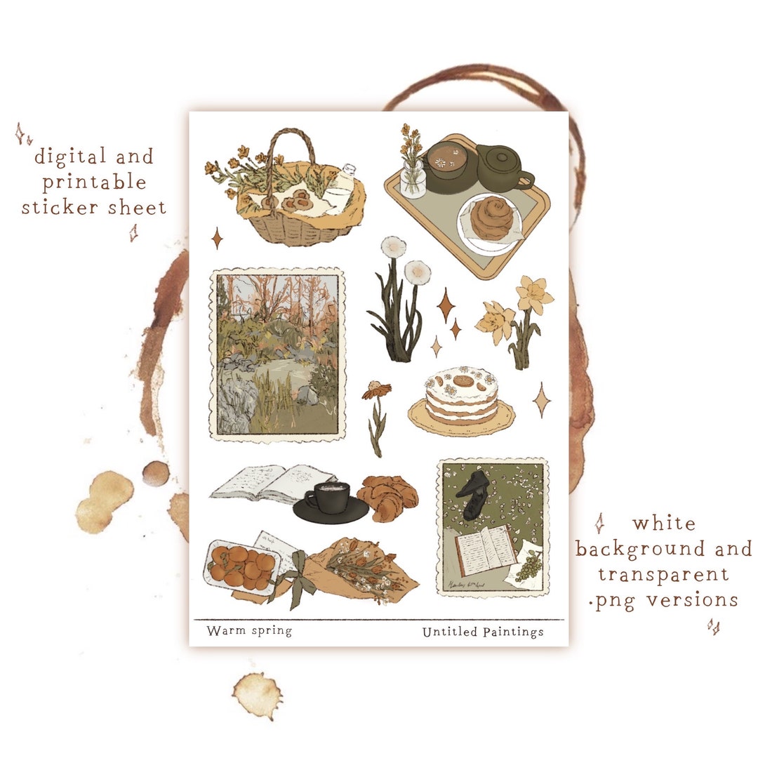 Printable/digital Sticker Sheet - Warm Spring (yellow and Pink Versions ...