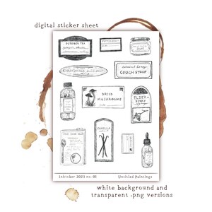Digital Six Herbalist Sticker Sheets Bundle (from Inktober 2023 Zine ...