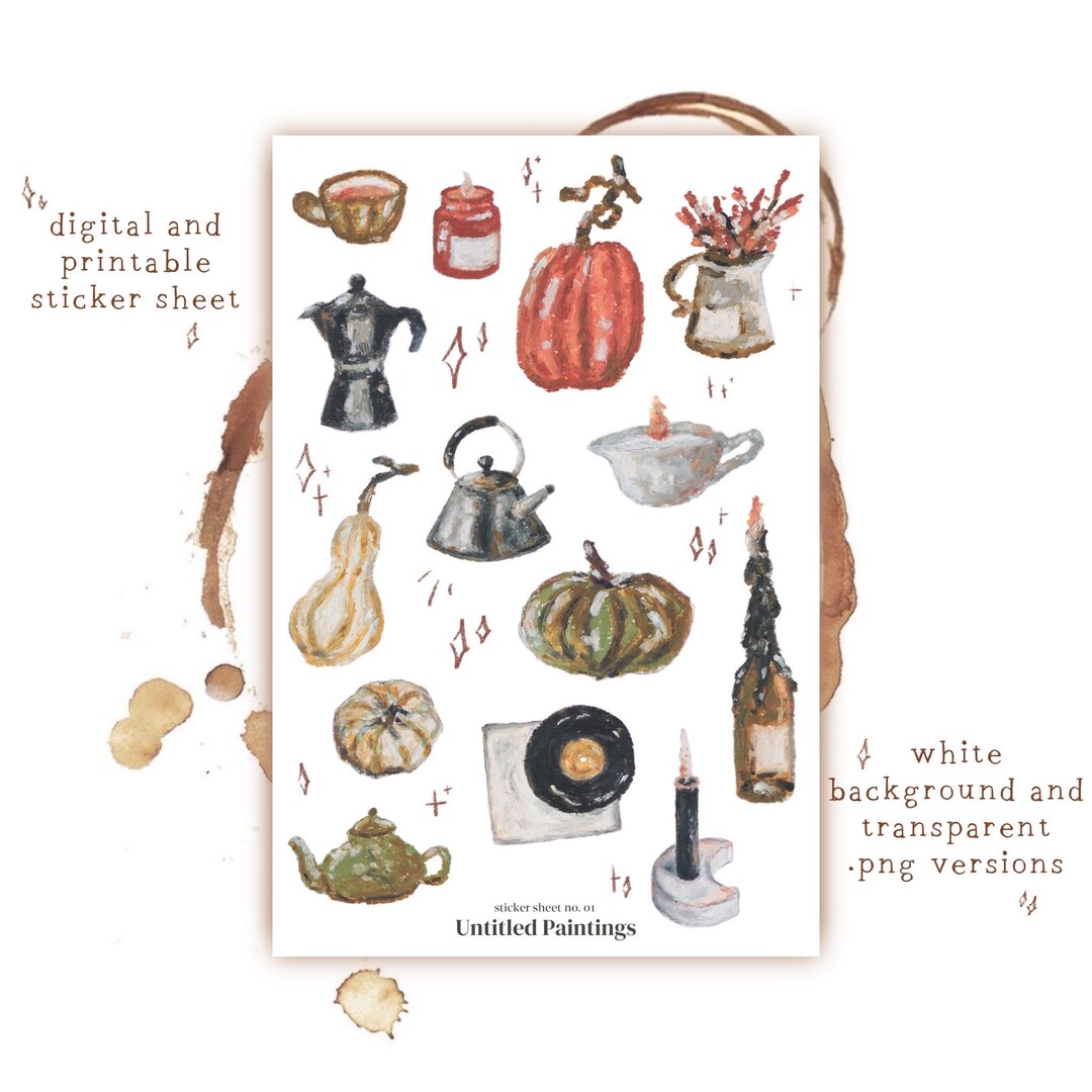 Printable/digital Sticker Sheet No. 01 Oil Pastel Cosy Autumn - Etsy