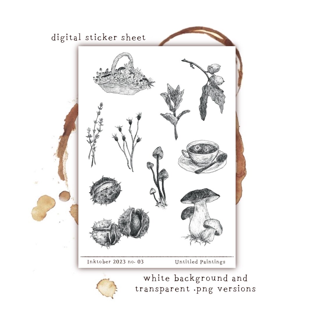 Digital Six Herbalist Sticker Sheets Bundle (from Inktober 2023 Zine ...