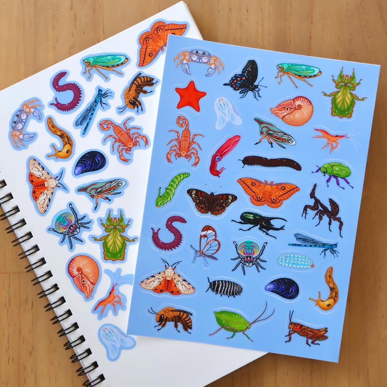 Invertebrates (invertober) Sticker Sheet / Insect / Entomologist ...