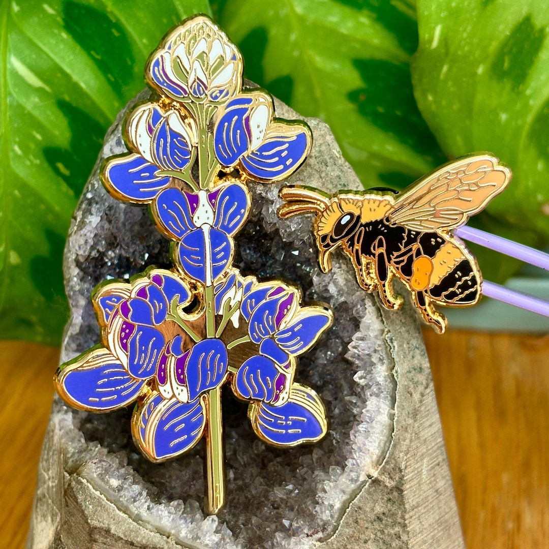 Bumblebee & Lupine Enamel Pin Set / Entomology / Wildflower / Nature ...