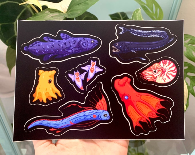Deep Sea Creatures Sticker Sheet - Etsy