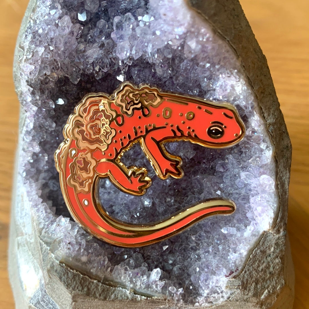 Eastern Newt Eft Enamel Pin / Salamander / Amphibian / Herpetology ...