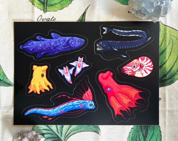 Deep Sea Creatures Sticker Sheet - Etsy