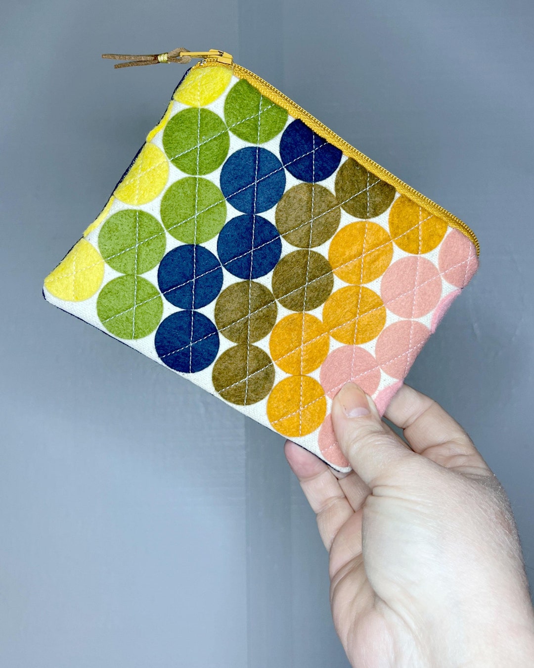 Wool Felt Zipper Pouch: Geometric Fall Colors, Handmade Organizer - Etsy