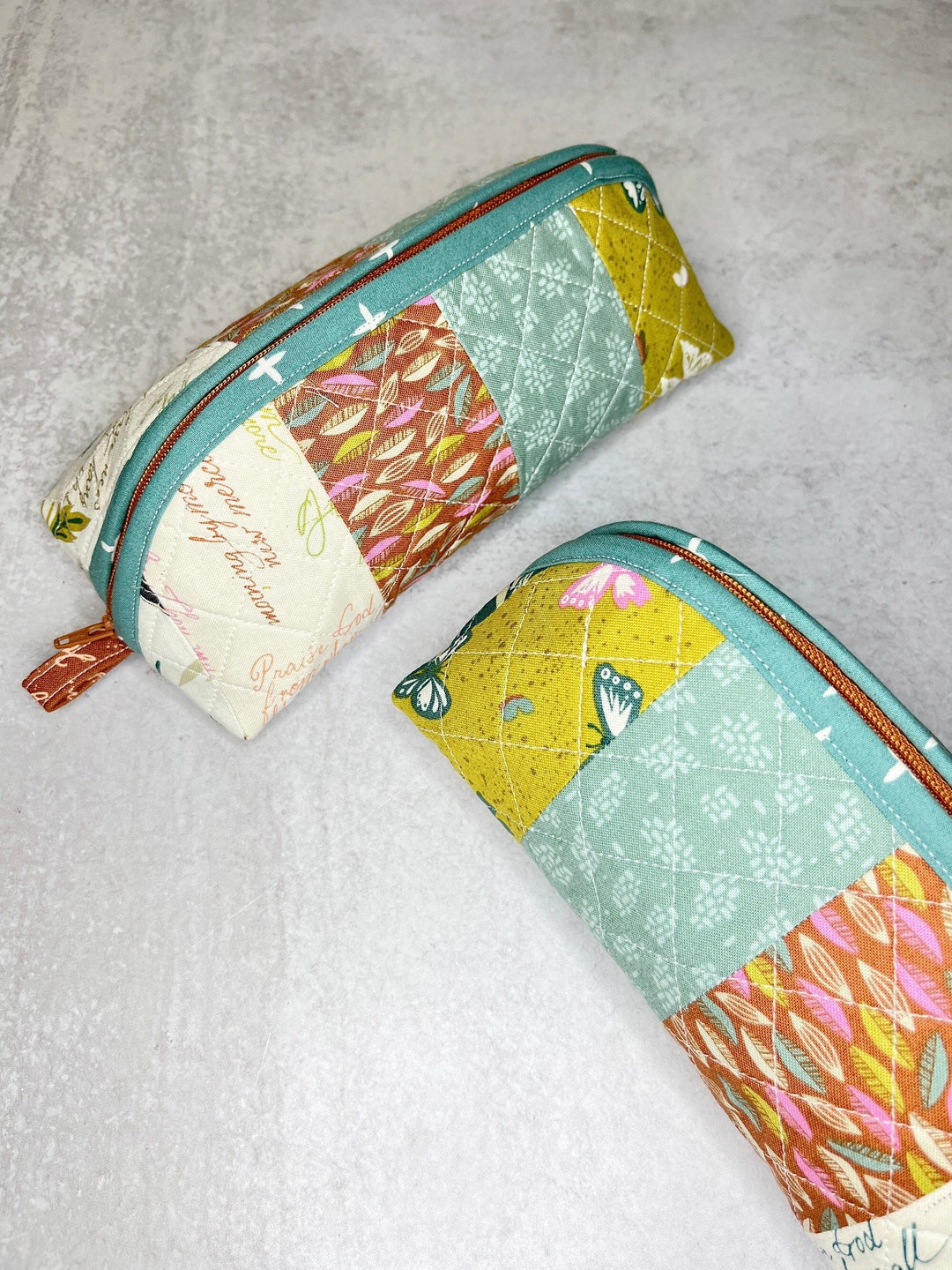 Trixie Pouch Curved Zipper Pouch Quilted Cosmetic Case Patchwork Pouch Makeup Organizer Beauty ...