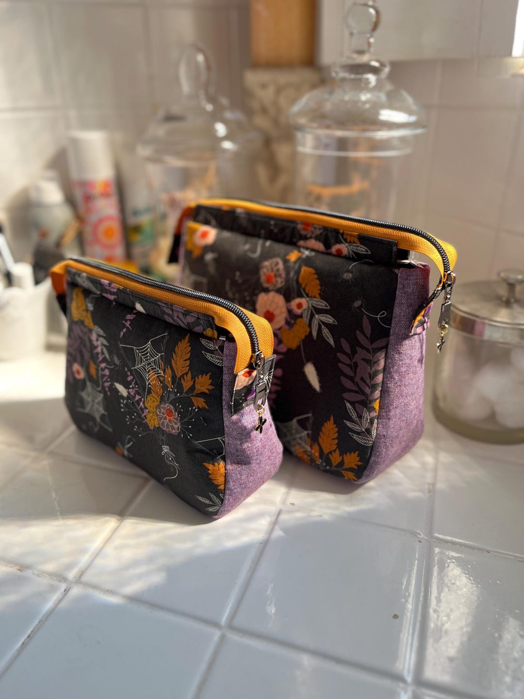 Plover Pouch Botanical Fabric Zipper Bag XL Travel Makeup Toiletry Bag ...