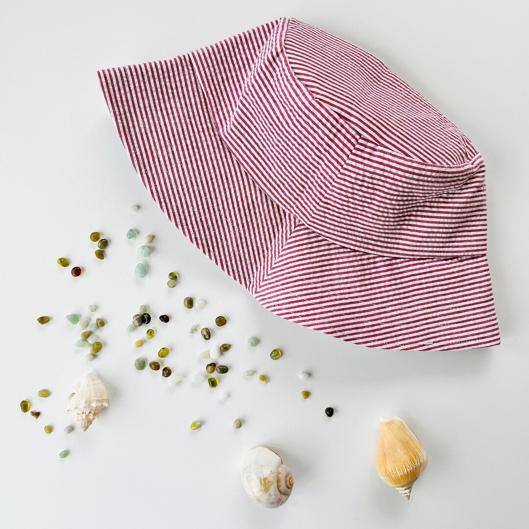Red Seersucker Bucket Hat Child's Bucket Hat Red Stripe Hat Cotton ...