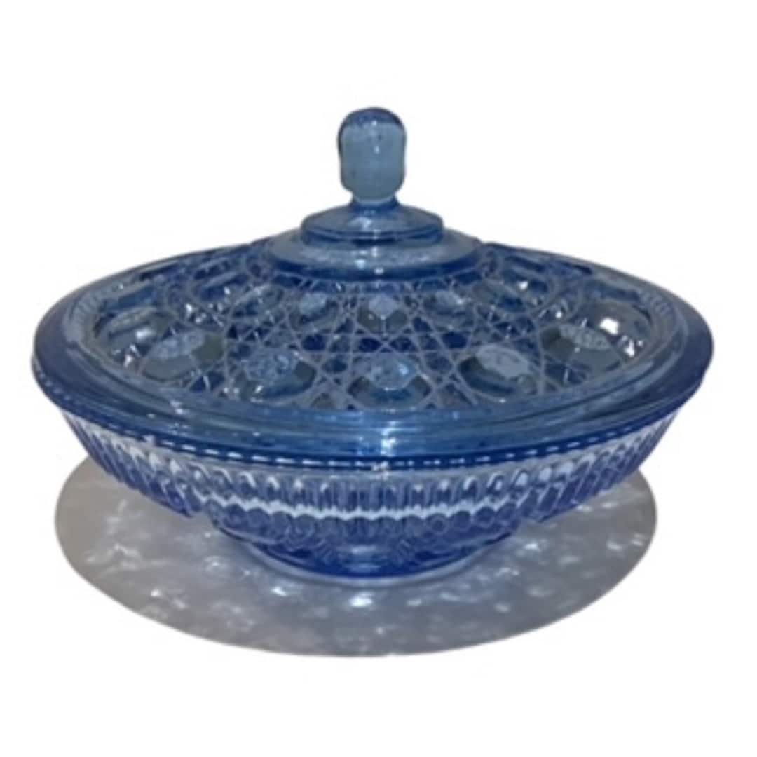 Vintage Periwinkle Blue Glass Covered Dish by Indiana Glass - Etsy