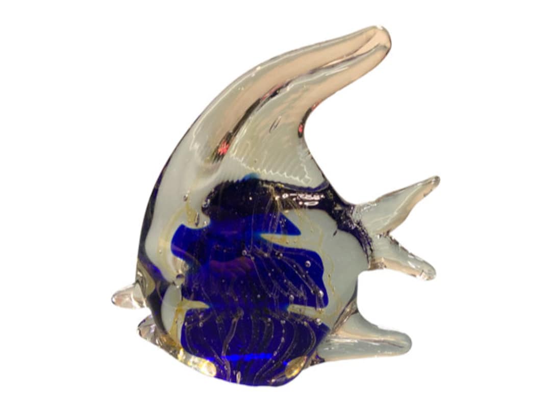 Vintage Tropical Fish Paperweight by Edinburgh Glass Encased Cobalt ...