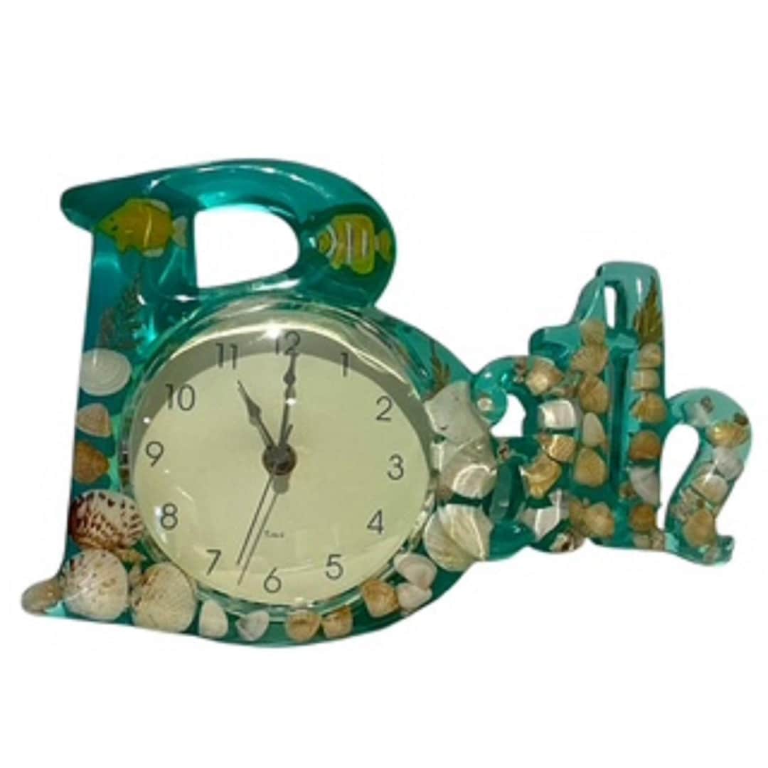 Vtg Blue Lucite "bath" Clock Kirch Sea Shells Tropical Fish Rare ...