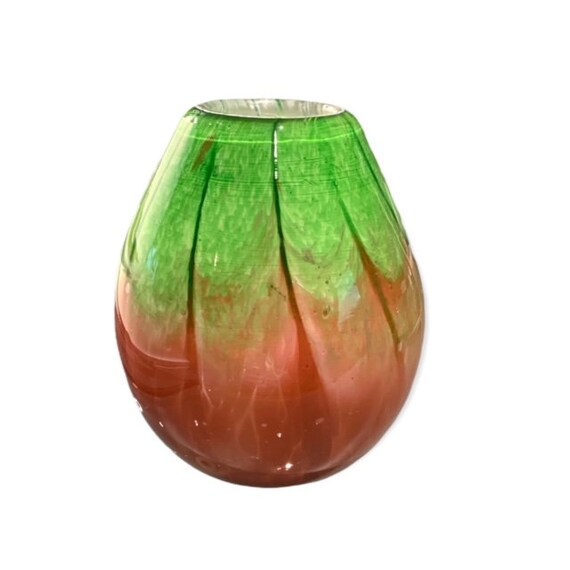 Vintage Mtarfa Bud Vase Encased Green Red Cranberry White - Etsy
