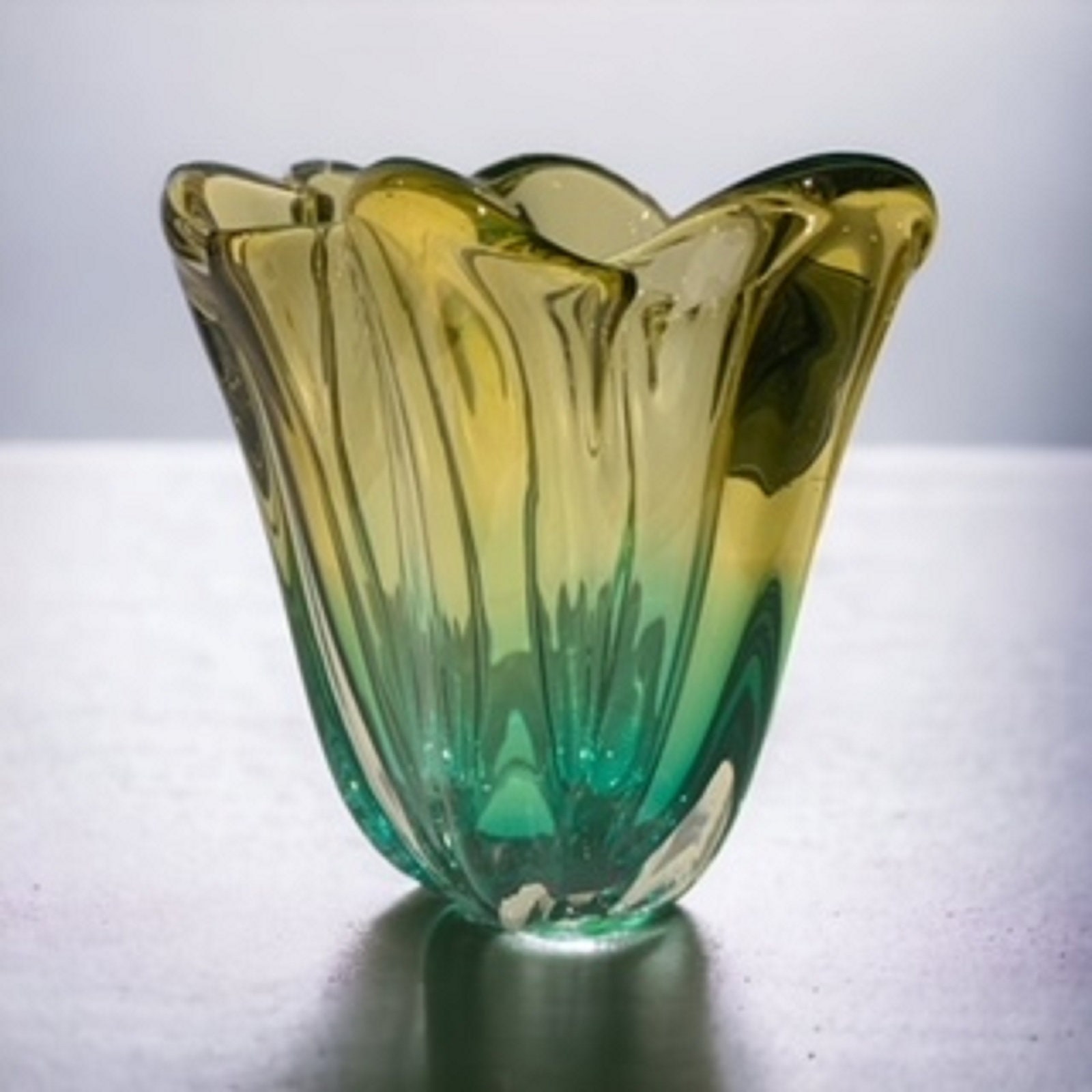 Vintage Japanese Sanyu Sommerso Yellow and Green Glass Vase - Etsy