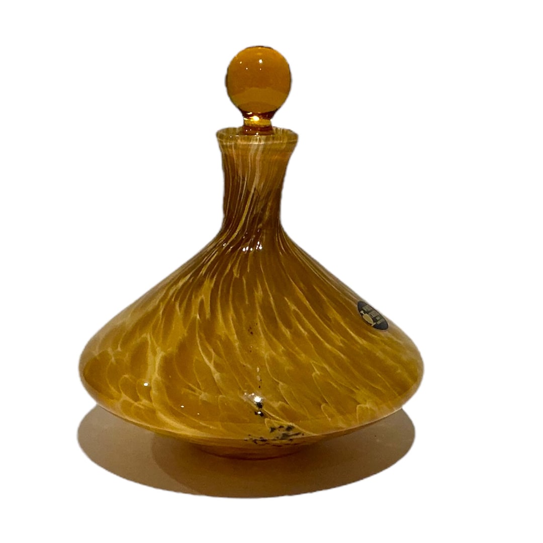 Vintage Italy White Cristal Amber Perfume Bottle or Decanter With Glass ...