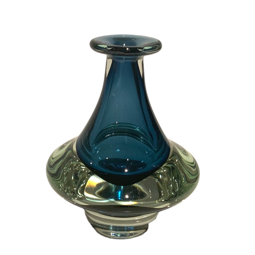 Vintage Jan Benda Hand-blown Art Glass Teal Vase 4.5" - Etsy