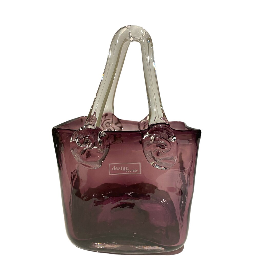 Design Society Hand Blown Art Glass Amethyst Purple Purse Vase 7.2" - Etsy