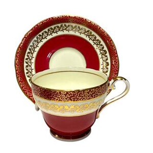 Vintage 1930's Aynsley Bone China Burgundy With Gold Scroll and Trip ...