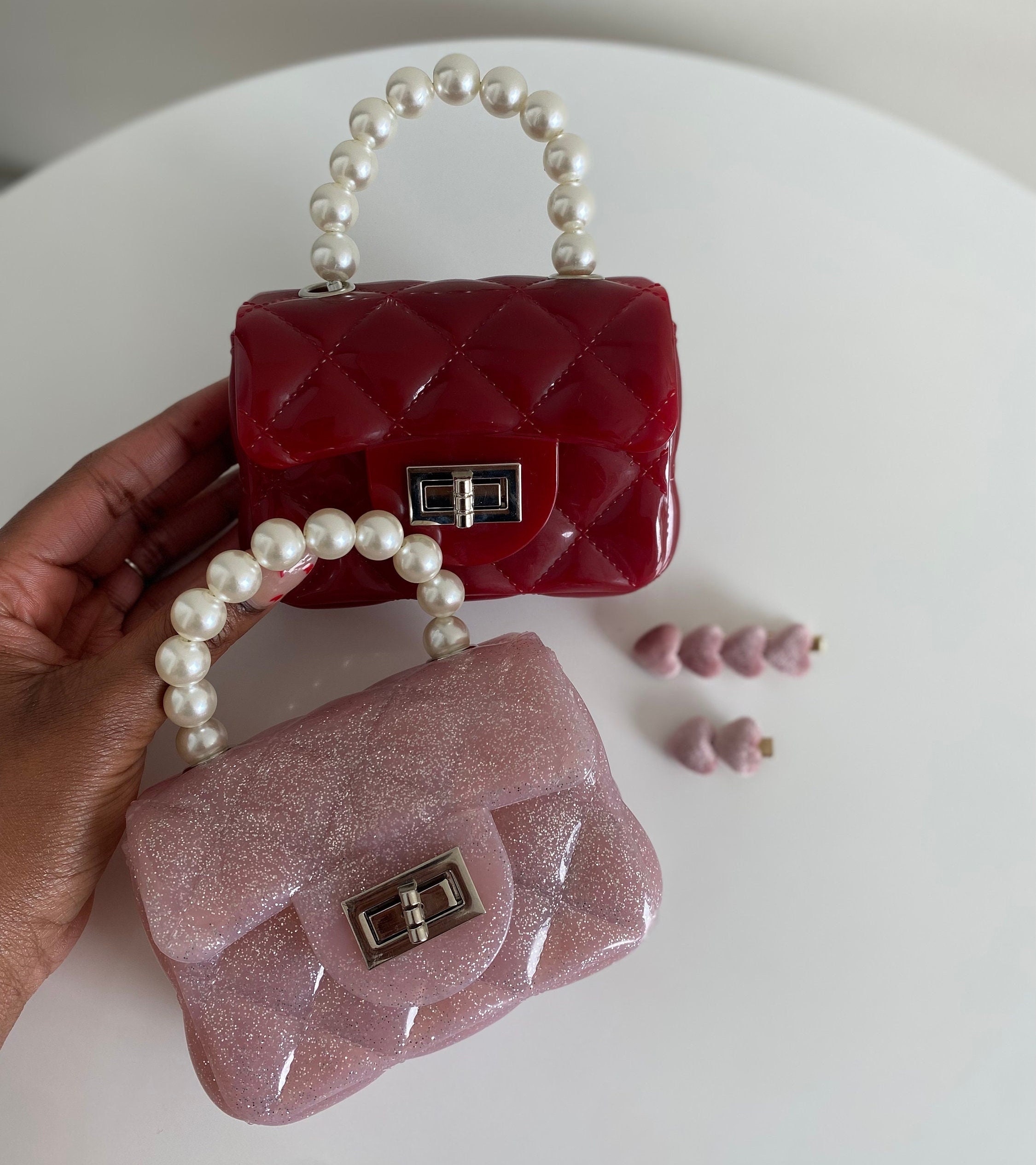 Girls Mini Jelly Quilted Pearl Purse, Gifts for Girls, Kids Purse, Top ...