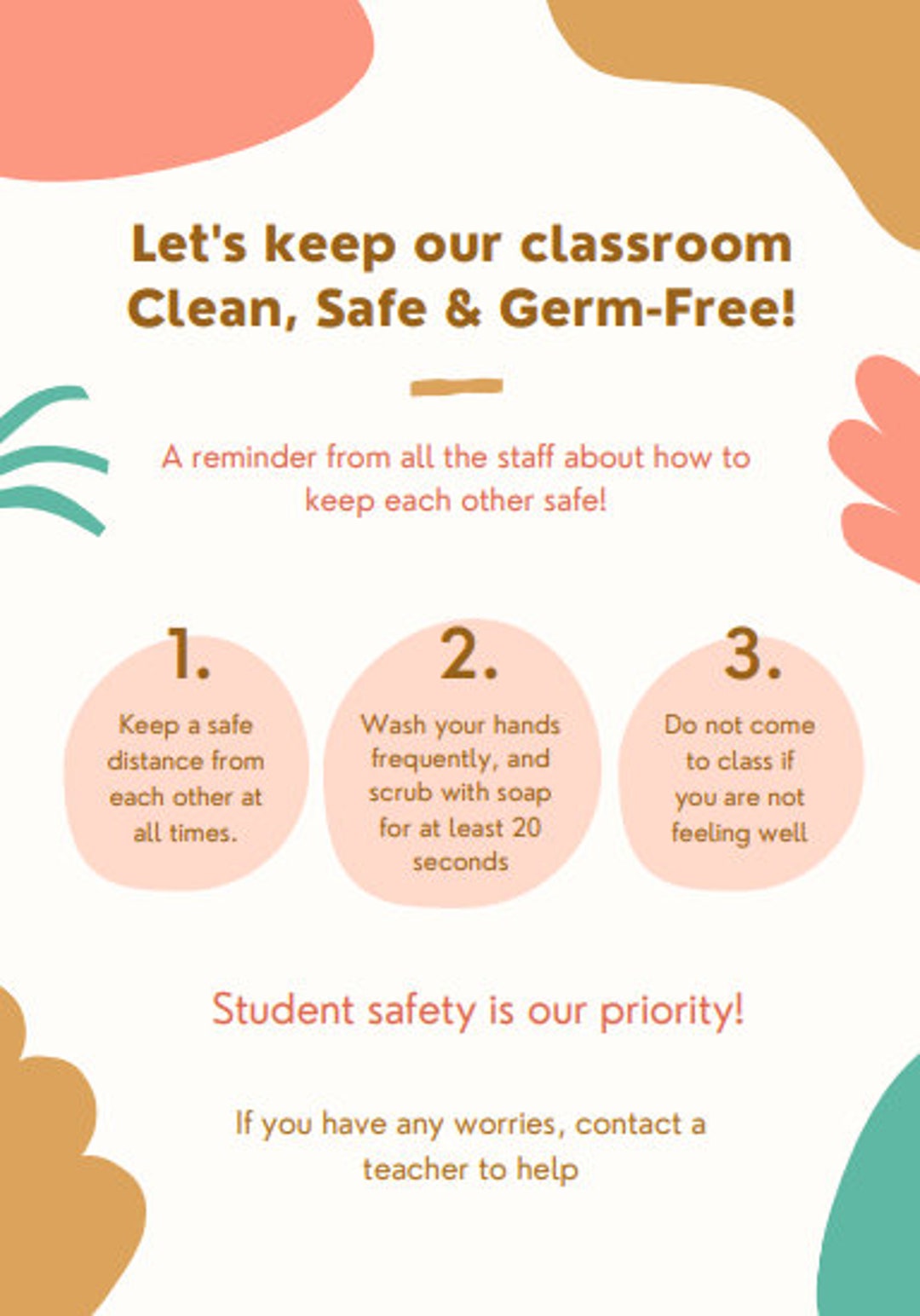 Classroom COVID Safety Poster - Etsy