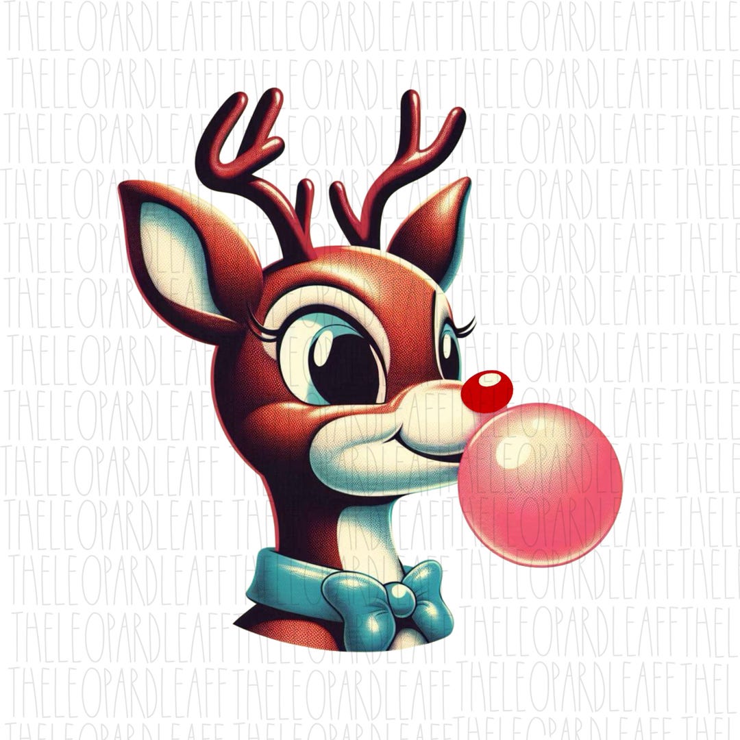 Retro Rudolph the Red Nose Reindeer Bubblegum, Christmas, DIGITAL ...