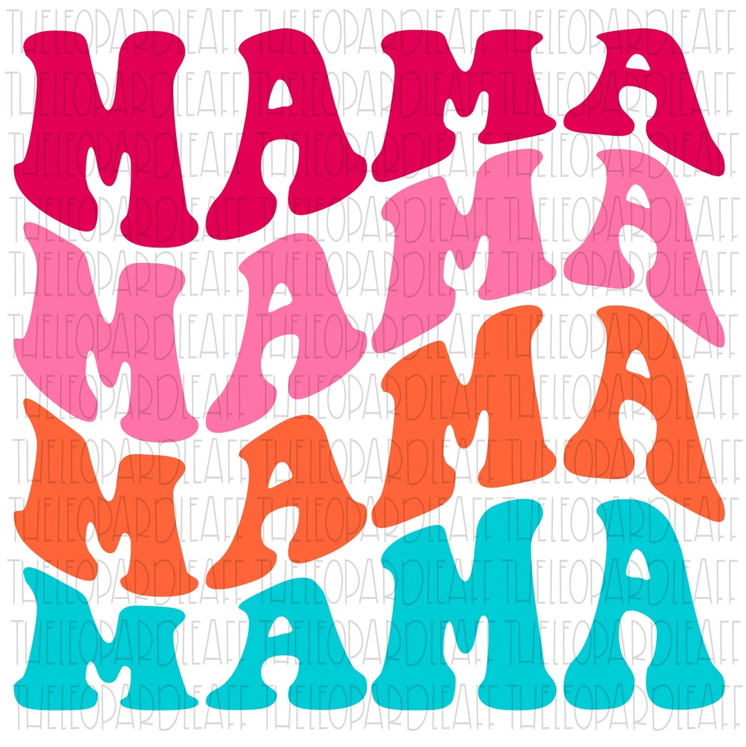 Mama Mama Wavy Colored Font, DIGITAL DESIGN **PNG File for Sublimation ...