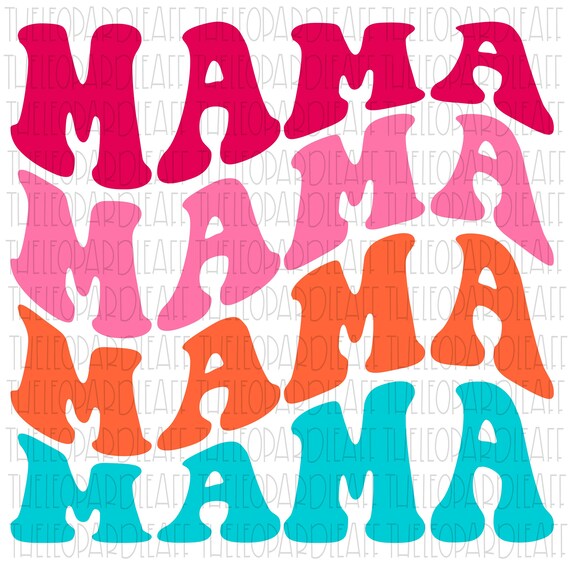 Mama Mama Wavy Colored Font DIGITAL DESIGN PNG File for - Etsy