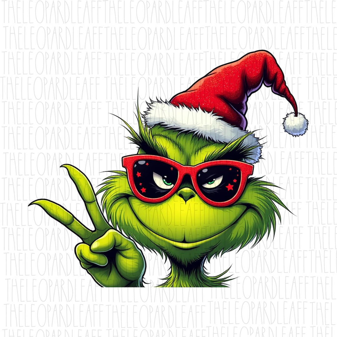Mr Grinch Peace Sign, Retro Png, Christmas, DIGITAL DESIGN **PNG File ...