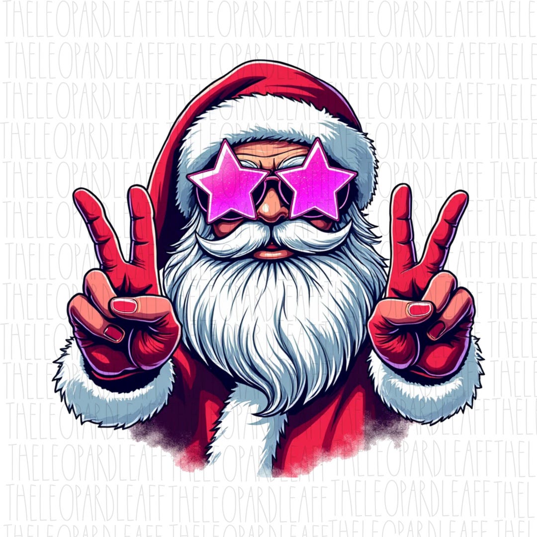 Retro Santa Claus Peace Sign, Christmas, Santa,digital DESIGN **PNG ...