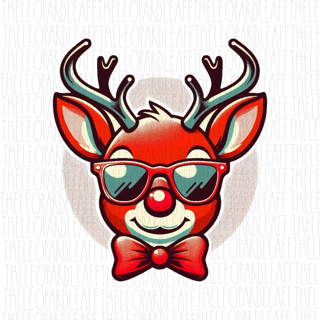 Retro Rudolph the Red Nose Reindeer, Christmas, Santa,digital DESIGN ...
