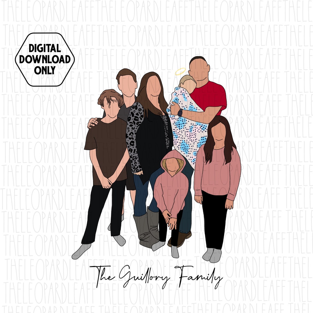 Faceless Portrait,family Portrait ,loved Ones,5-7 People ***DIGITAL ...