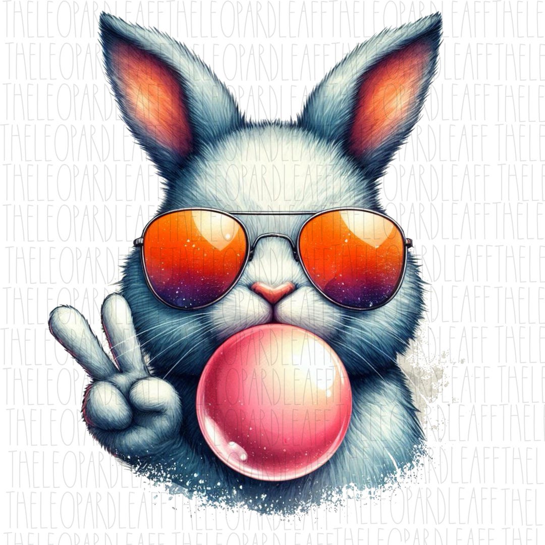 Easter Bunny Peace Bubblegum, Happy Easter,digital DESIGN **PNG File ...