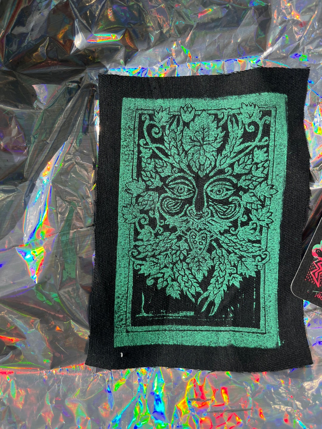 Green Man Black Fabric Patch - Etsy UK