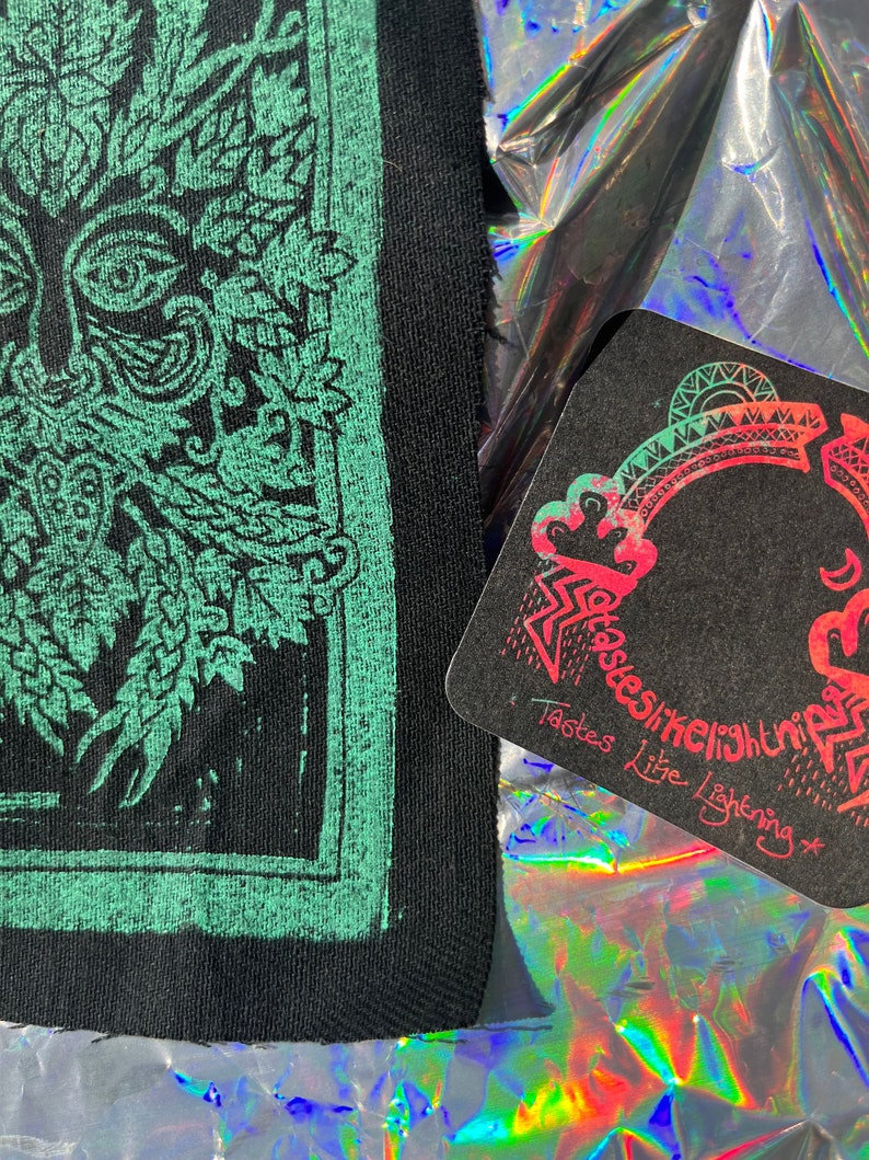 Green Man Black Fabric Patch - Etsy UK